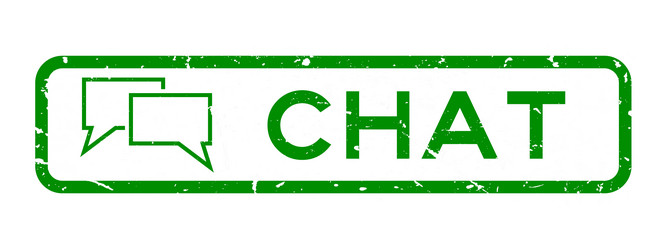 Grunge blue chat word with speech communication Vector Image