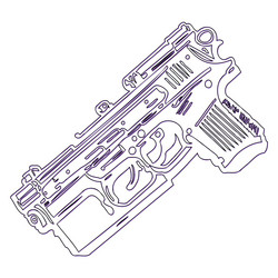 Gun alien outline sketch purple Royalty Free Vector Image