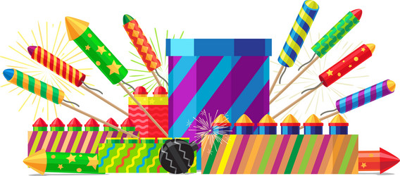 Pyrotechnics box realistic composition Royalty Free Vector