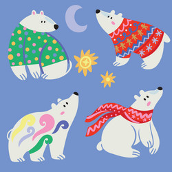 Dressed polar bears in festive scarves and Vector Image