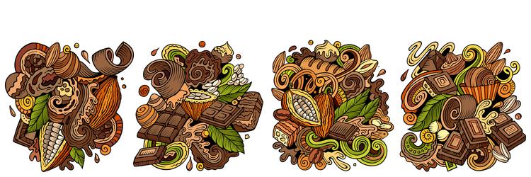 Chocolate cartoon doodle designs set Royalty Free Vector