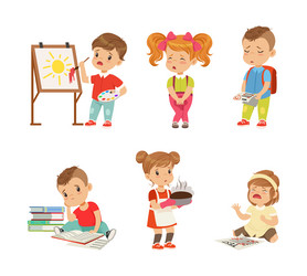 Frustrated kids experiencing their failures Vector Image