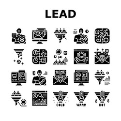 Lead marketing generation icons set Royalty Free Vector