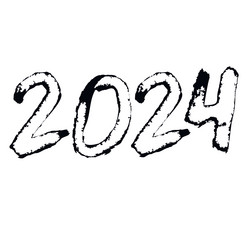 2024 year handwriting font white background Vector Image