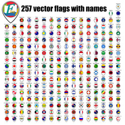 Flags of the world - national round flags Vector Image