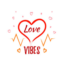 Love vibes heart shape with lettering over paint Vector Image