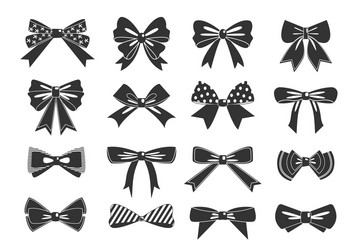Knots and bows from threads set black collection Vector Image