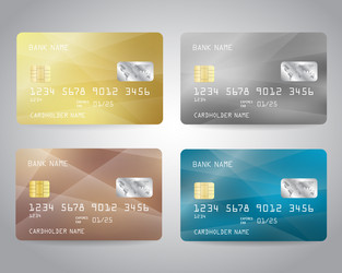 Realistic credit card template set bank Royalty Free Vector