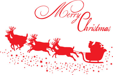 Cartoon santa claus with seven reindeers Vector Image