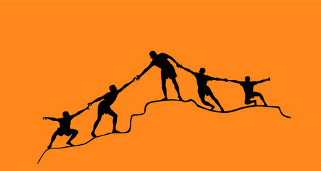 People human chain team building silhouette Vector Image