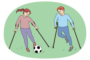 Happy children with physical disabilities playing Vector Image