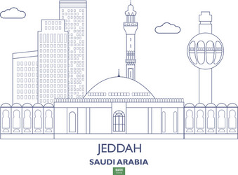 Outline jeddah saudi arabia city skyline Vector Image