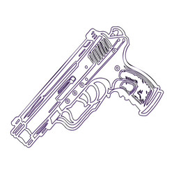 Gun alien outline sketch purple Royalty Free Vector Image