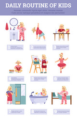 Daily routine kids infographic with child boy Vector Image
