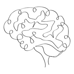 Simple sketch human brain single one line art Vector Image