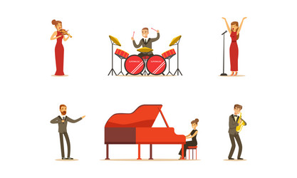 Opera singers cartoon characters of music band Vector Image