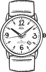 Sketch classic mens wrist watch Royalty Free Vector Image
