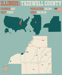 Map of tazewell county in illinois Royalty Free Vector Image