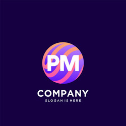 Pm initial logo with colorful circle template Vector Image