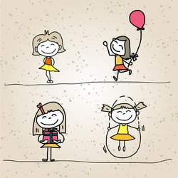 Hand drawing cartoon character happy kids Vector Image