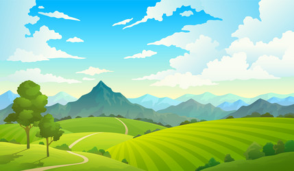Spring landscape background with path Royalty Free Vector