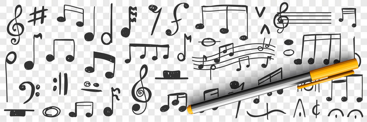Pop cute musical note scribbles drawn by children Vector Image