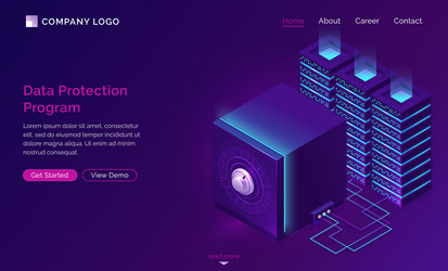 Digital data migration isometric landing page Vector Image