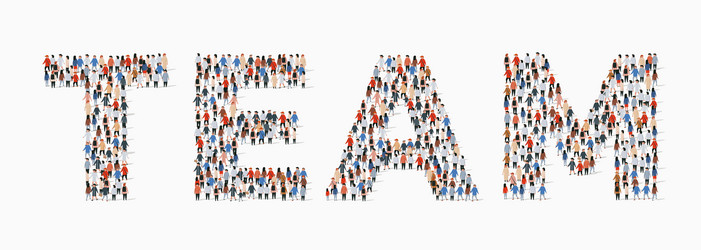 Office workers holding word team teamwork Vector Image