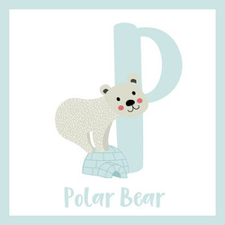 Letter p tracing polar bear standing on igloo Vector Image