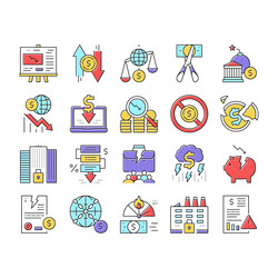 Financial instability icon set Royalty Free Vector Image