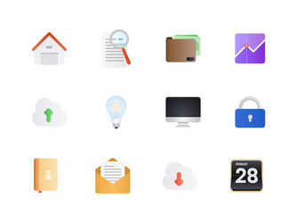 Big icon set colored semi flat icons pack Vector Image