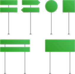 Set green color road signs Royalty Free Vector Image