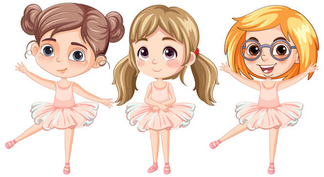Set of cute ballet dancer cartoon character Vector Image