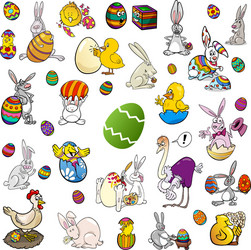 Easter themes set cartoon Royalty Free Vector Image