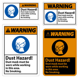 Warning no smoking sign dust hazard dust mask Vector Image