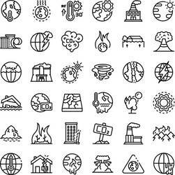Global warming icons set outline climate Vector Image