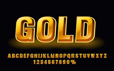 Gold font set collection letters and numbers Vector Image