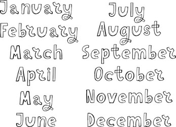 Handwritten names months december january Vector Image