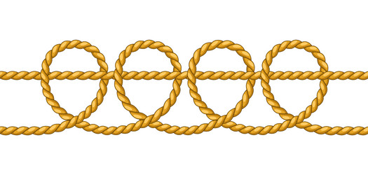 Ropes curved nautical with knots Royalty Free Vector Image
