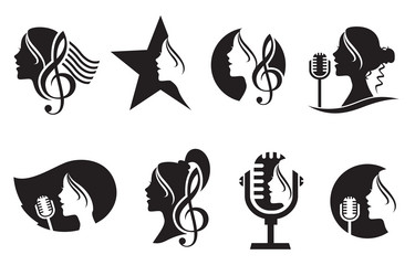 Star singer logo design inspiration Royalty Free Vector
