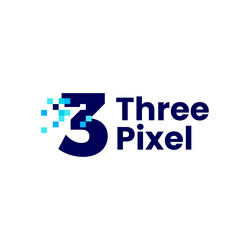 Pixel 8 bit number three or numeral Royalty Free Vector