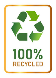 Recycled 100 percent recycling product label stamp