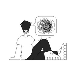 Excited man shows confused thoughts theme Vector Image