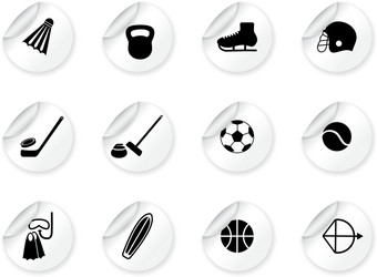 Round stickers with sport balls and equipment Vector Image