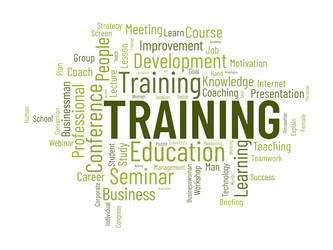 Word cloud background concept for training Vector Image