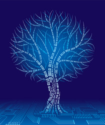 Digital tree with sprouts and binary code Vector Image