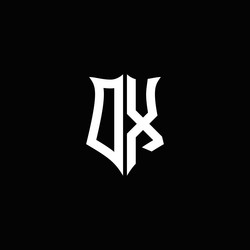 Dx logo monogram with shield shape design template