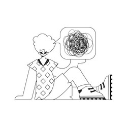 Excited man shows confused thoughts theme Vector Image