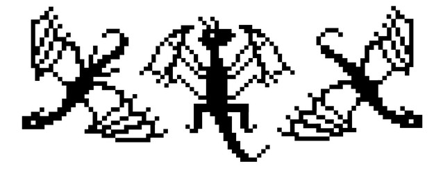 Set of black and white outline pixel dragons Vector Image