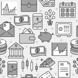 Finance and money seamless pattern in colored line